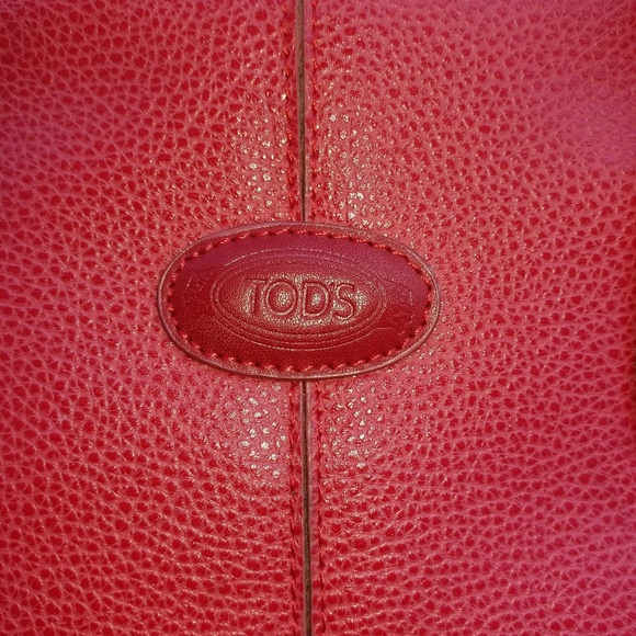 Tod's | Bags | Tods Pebbled Large Shoulder Red Leather Tote | Poshmark